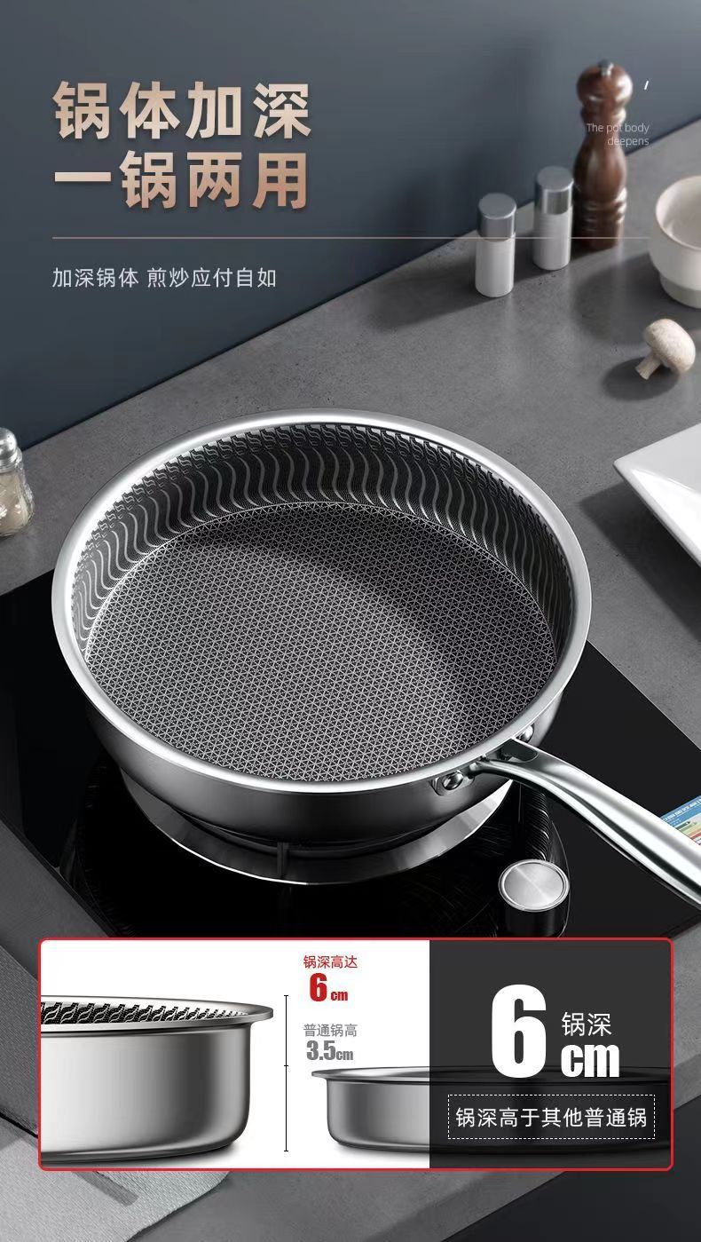 316不銹鋼煎鍋炒鍋 不粘鍋煎蛋煎牛排雙面屏平底鍋家用 商用送禮|鍋子/煲/燒水壺|ETMall東森購物網
