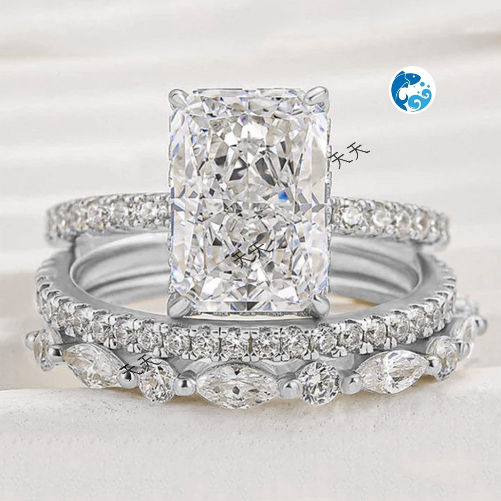 s925纯银超闪冰花切锆石戒指套装：欧美跨境轻奢ins风，让你闪耀全场！-其它首饰-淘宝好物网