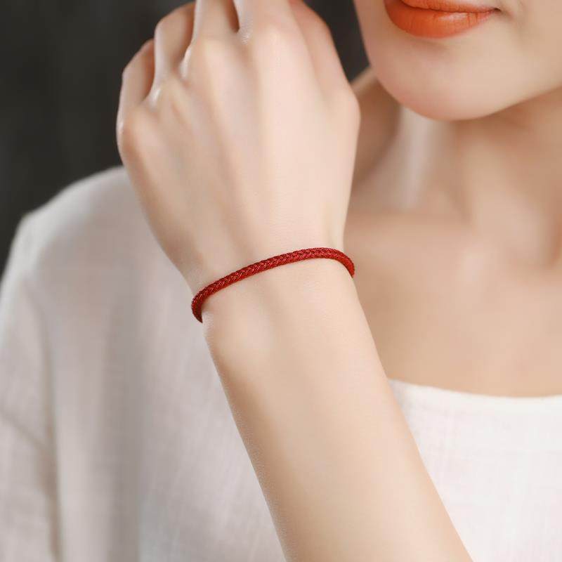 红绳手链女款情侣和田玉转运珠属蛇年本命年红手绳脚链男款编织绳-Taobao