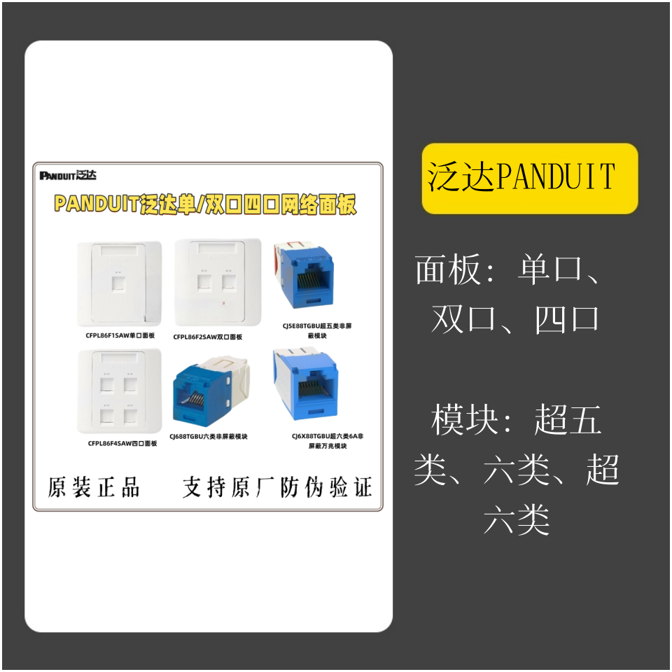 PANDUIT泛达单/双口四口网络面板CFPL86F2SAW F1SAW六类模块CJ688