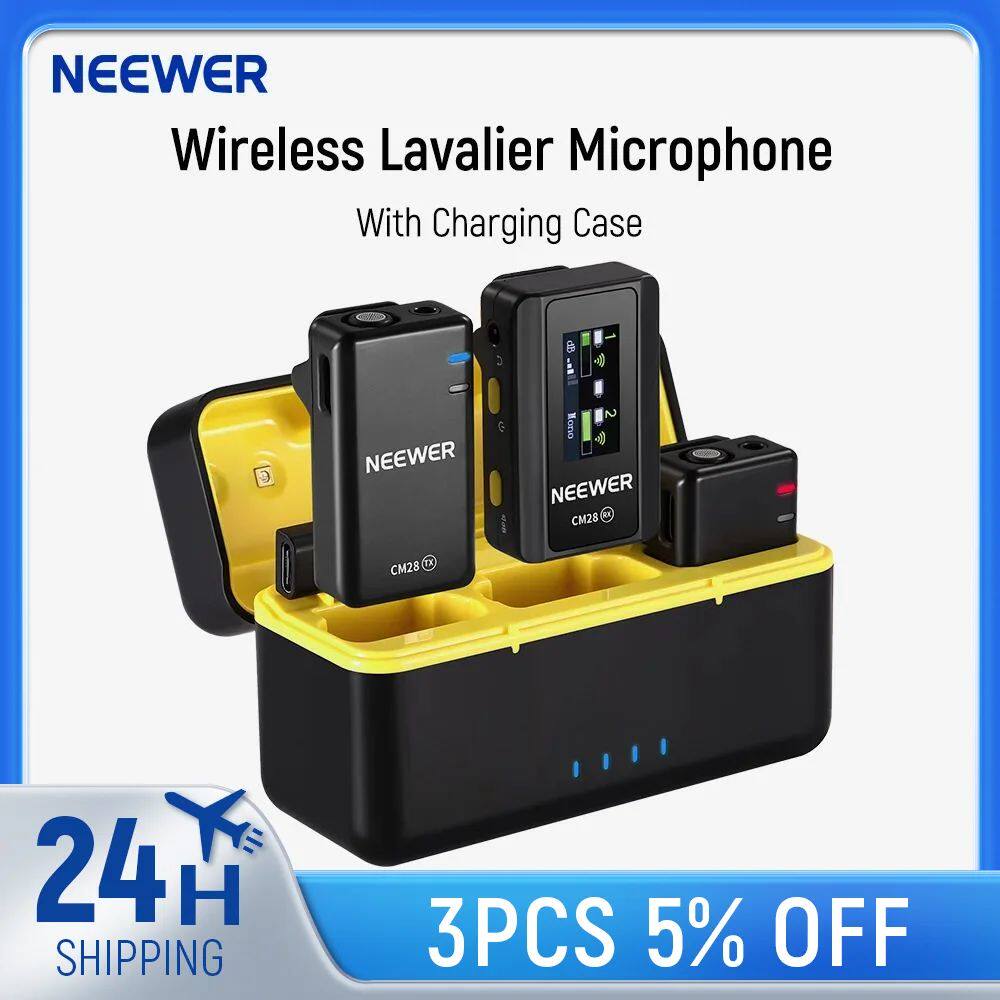 NEEWER CM28 Wireless Lavalier Microphone with Charging Case