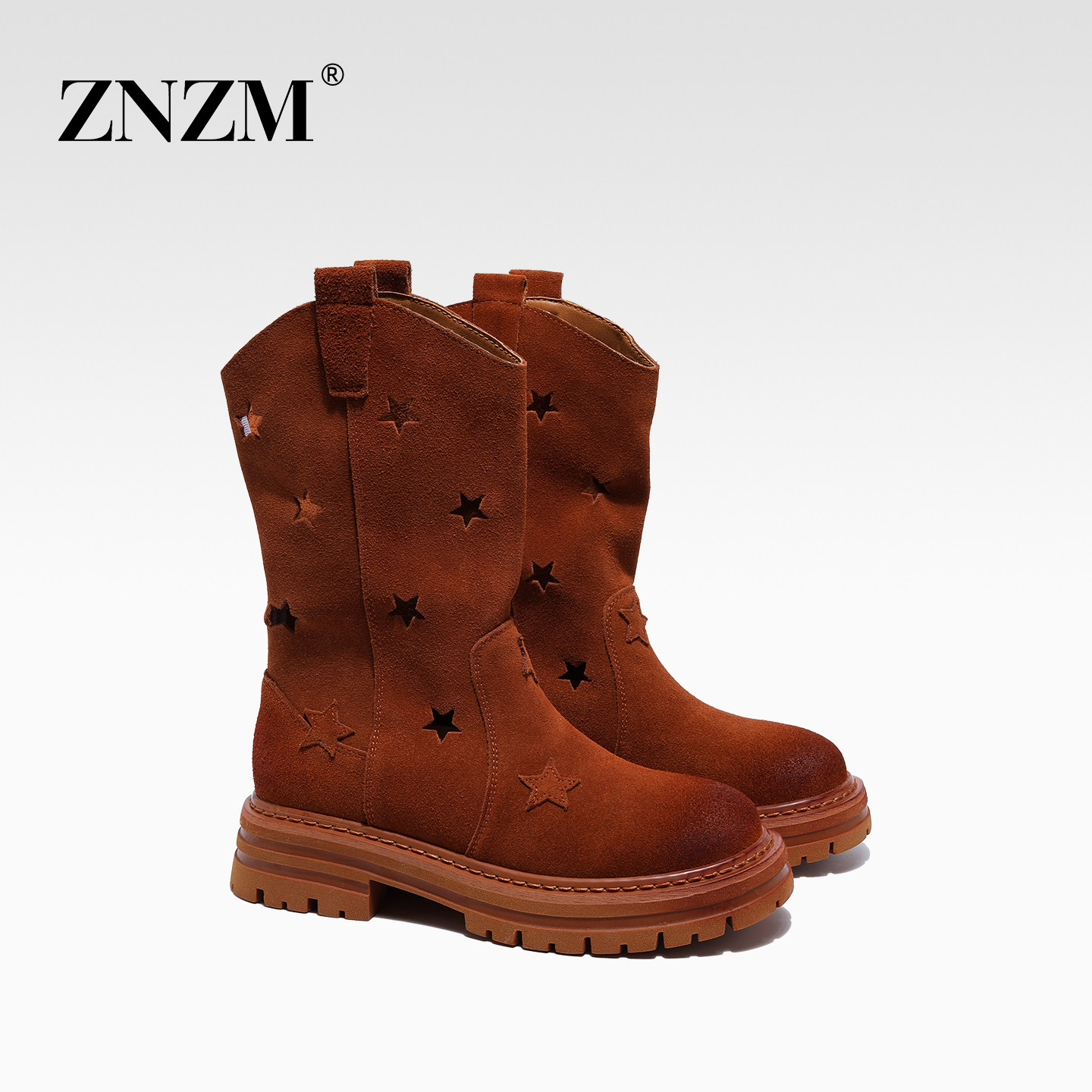 ZNZM设计师款厚底西部牛仔靴2025新款：星星镂空美拉德马丁短靴，时尚界的宠儿！-西部靴-淘宝好物网