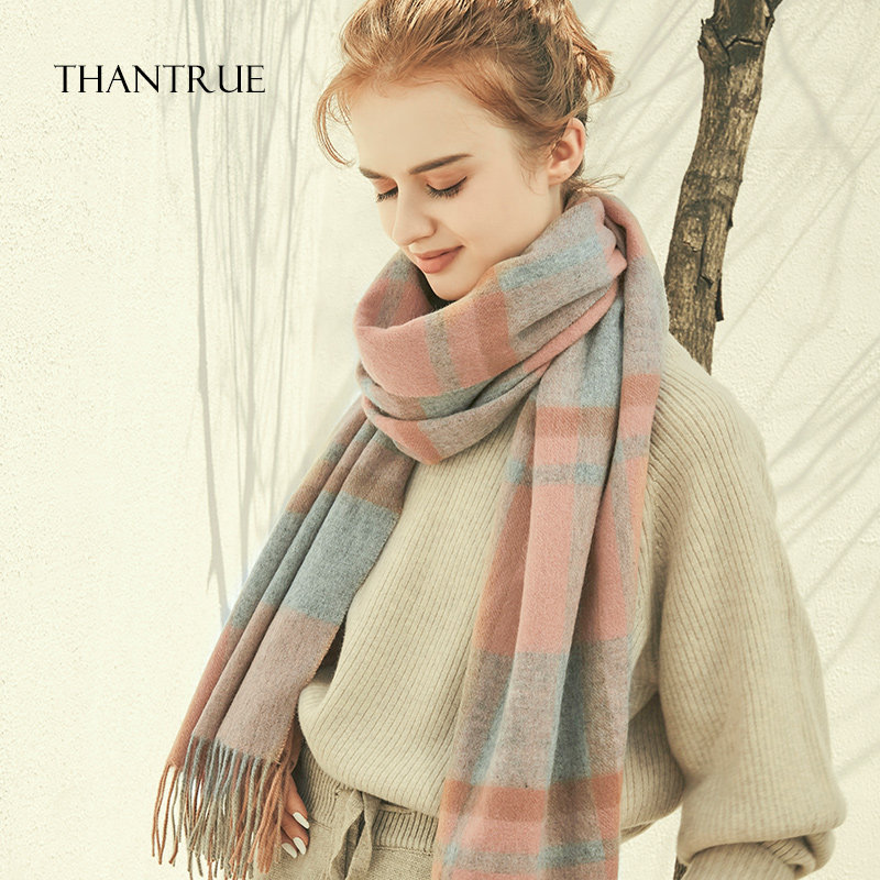 Scarf women's autumn and winter Japanese warm new pure wool shawl dual ...