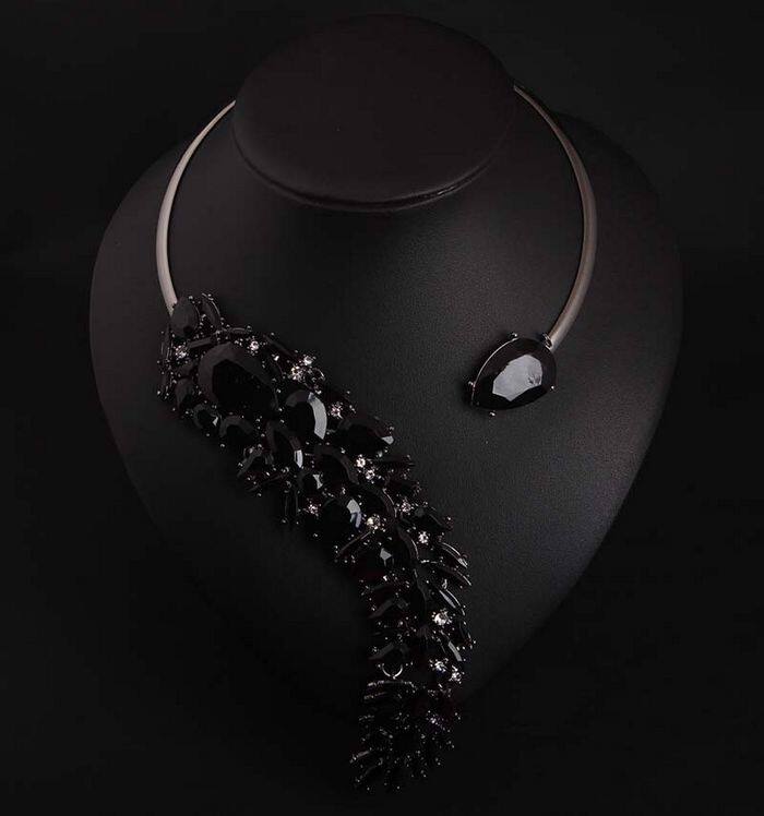 European and American Big Brand 5 Color Crystal Gem Collar Necklace ...