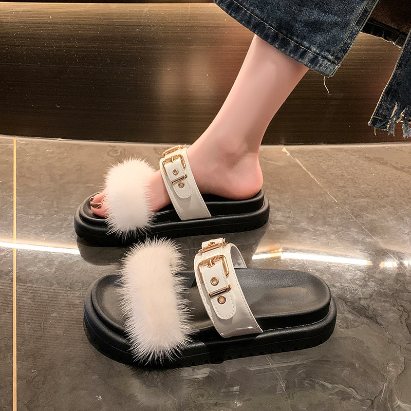 Women's one-line slippers outwear2025new arrival: popular furry ...