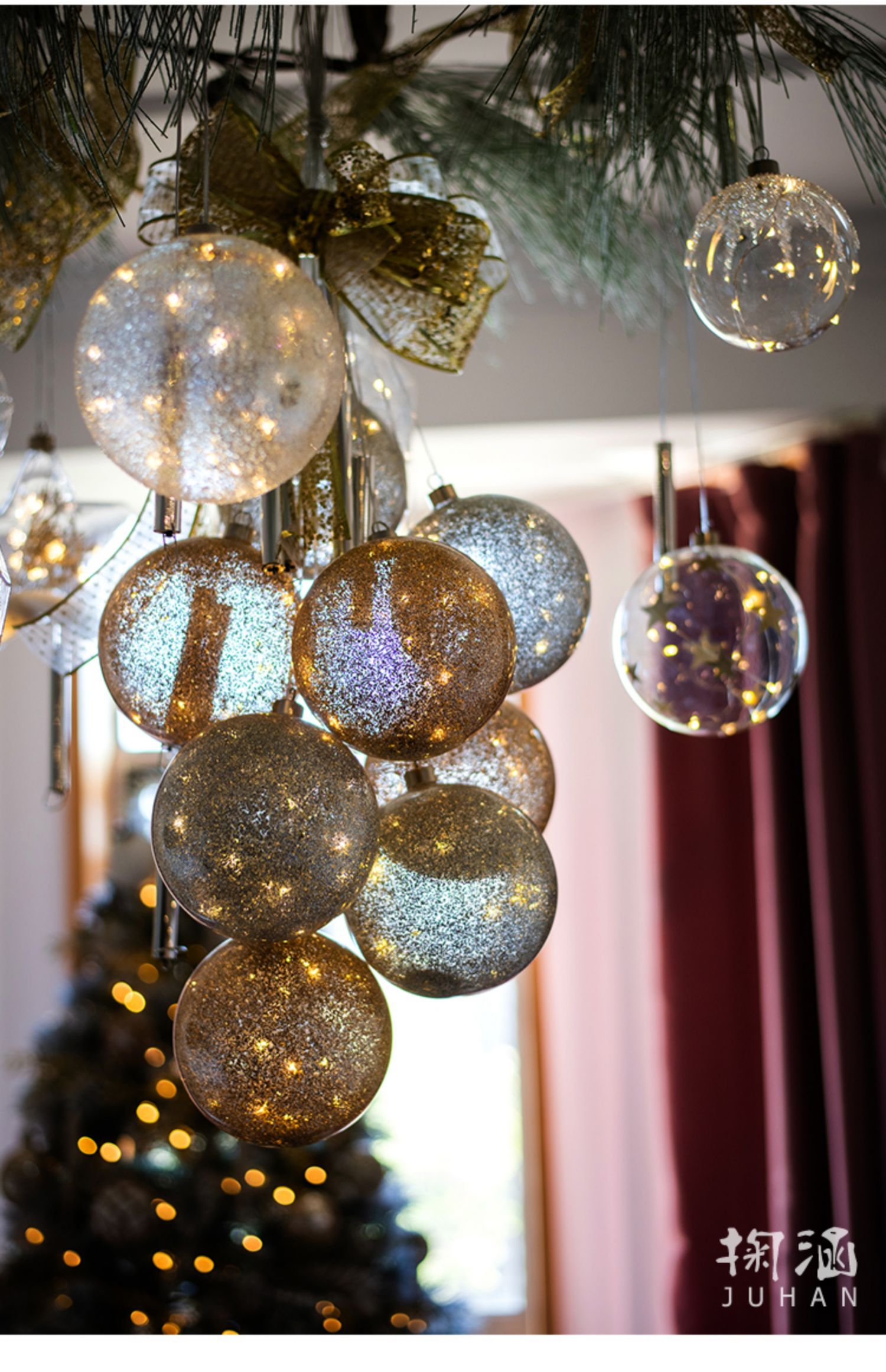 批发超大发光灯球垂吊球圣诞节装饰商场店铺挂饰吊饰圣诞树配-阿里巴巴