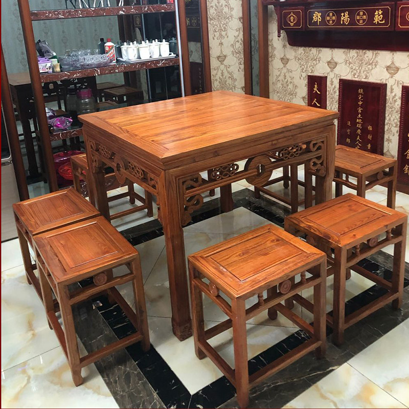 Solid wood Antique Chinese small eight immortals table Elm square table ...