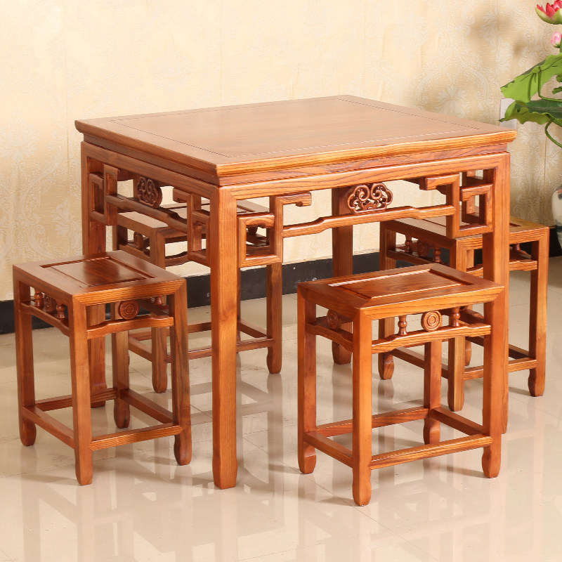 Solid wood Antique Chinese small eight immortals table Elm square table ...