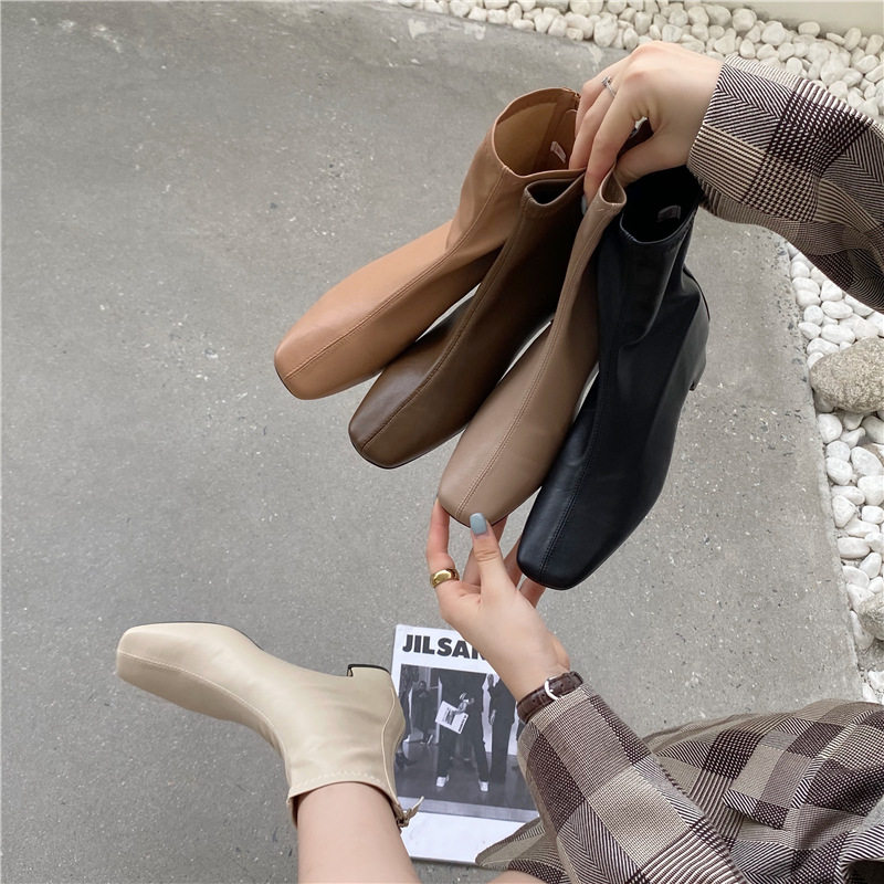 [USD 130.33] Short Boots Women Spring and Autumn Single Boots 202 ...