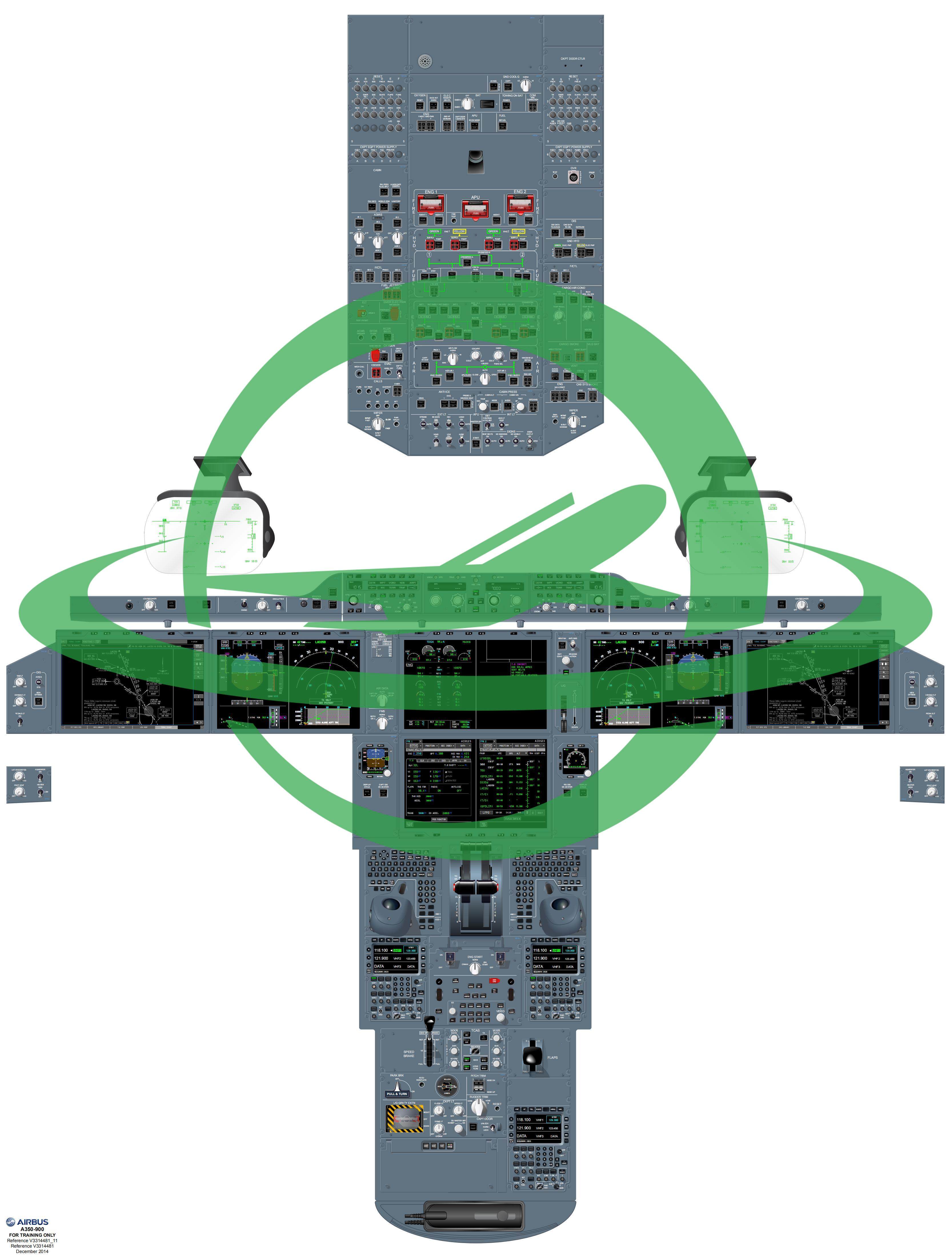 [USD 23.08] Airbus A350 cockpit wall chart poster cockpit chart ...