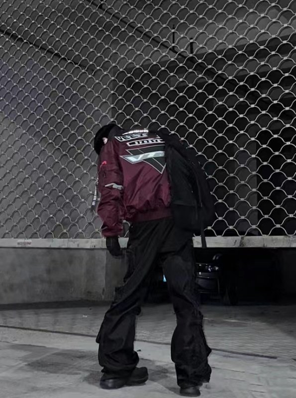 Vtm air force jacket: black and red heavyweight bomber jacket – the ...