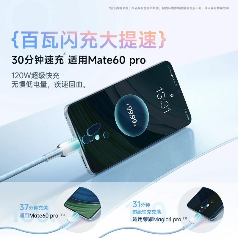华为Mate70/60超级快充线100W，充电速度有多快？揭秘与评测-数据线-淘宝好物网