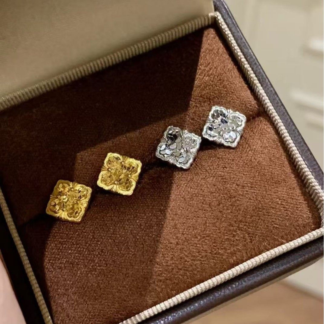 純銀s925布家風CNC工藝碎冰冰耳針輕奢高級感氣質精緻耳針