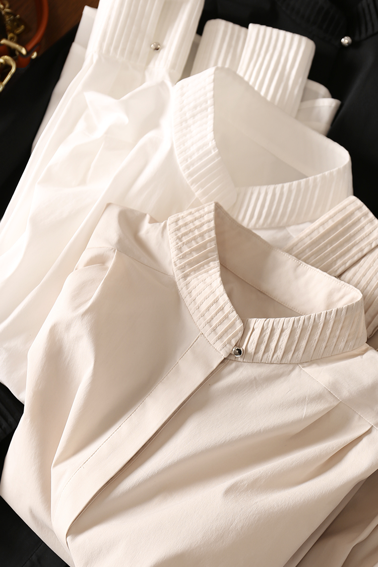 一笕倾心！别/致絶美！小众设计复古塔克褶显瘦立领衬衫女2023春-阿里巴巴