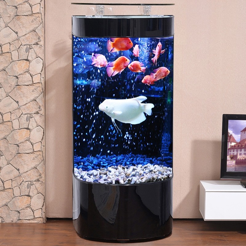Semi-circular fish tank aquarium small living room home lazy people ...