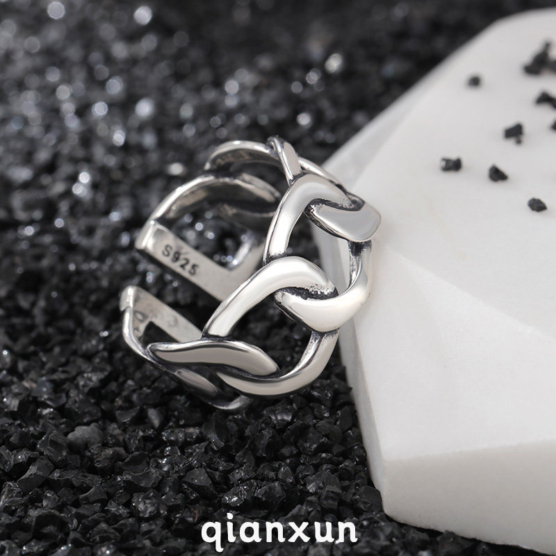 S925 sterling silver "interlocking rings" wide open ring - a minimalist ...