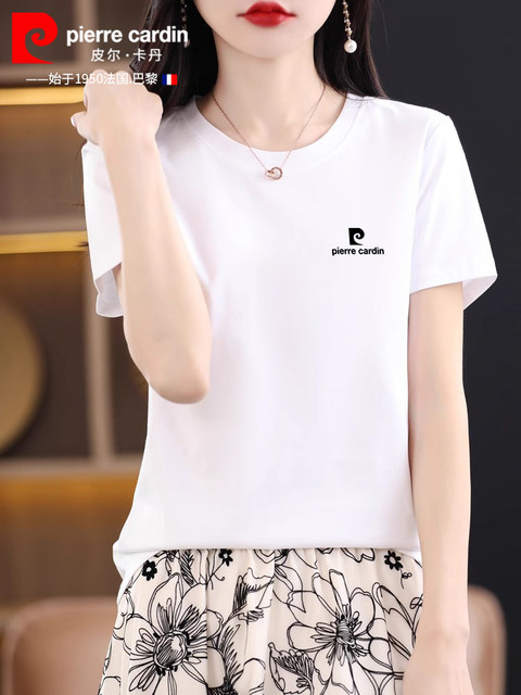Pier Cardin brand short-sleeved T-shirt for women 2025 new summer pure ...