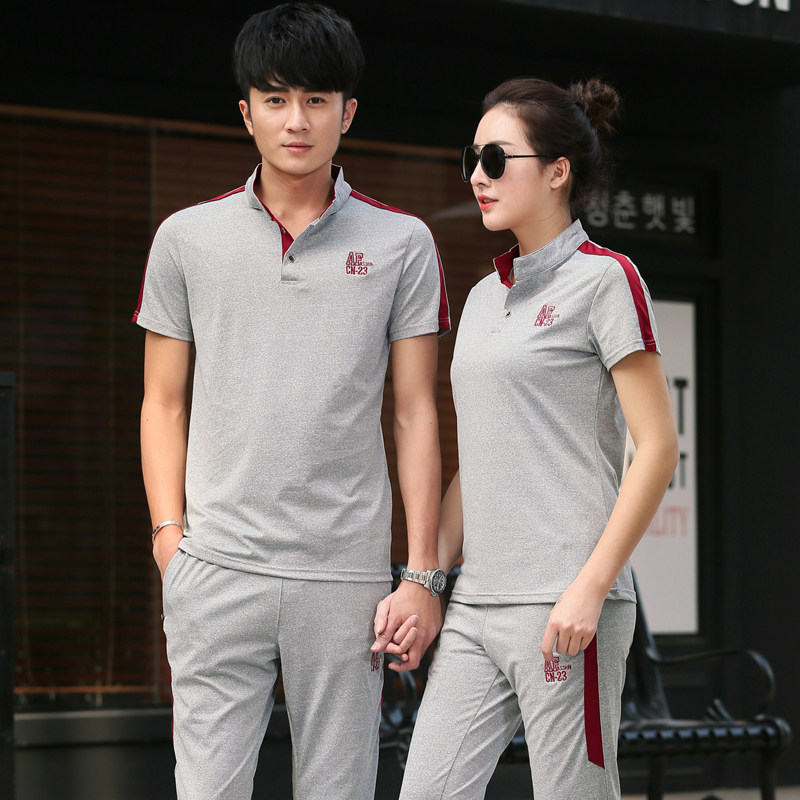 Men's sports suit Summer short-sleeved couple sports suit Men's casual ...