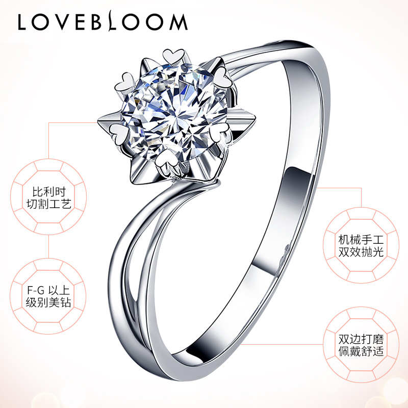 30分钻戒女求婚戒指钻石婚戒白金20铂金PT950雪花显钻款18k金正品为何成为热门选择？-手饰-淘宝好物网