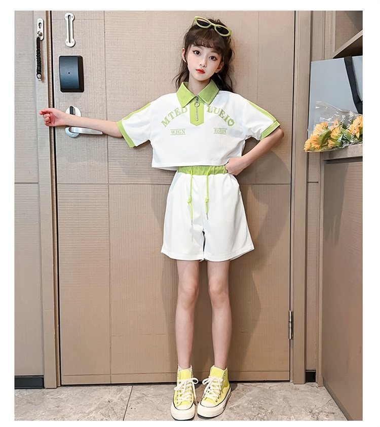 女童夏装套装2023新款儿童装时髦洋气运动服女大童夏季短袖两件套-阿里巴巴