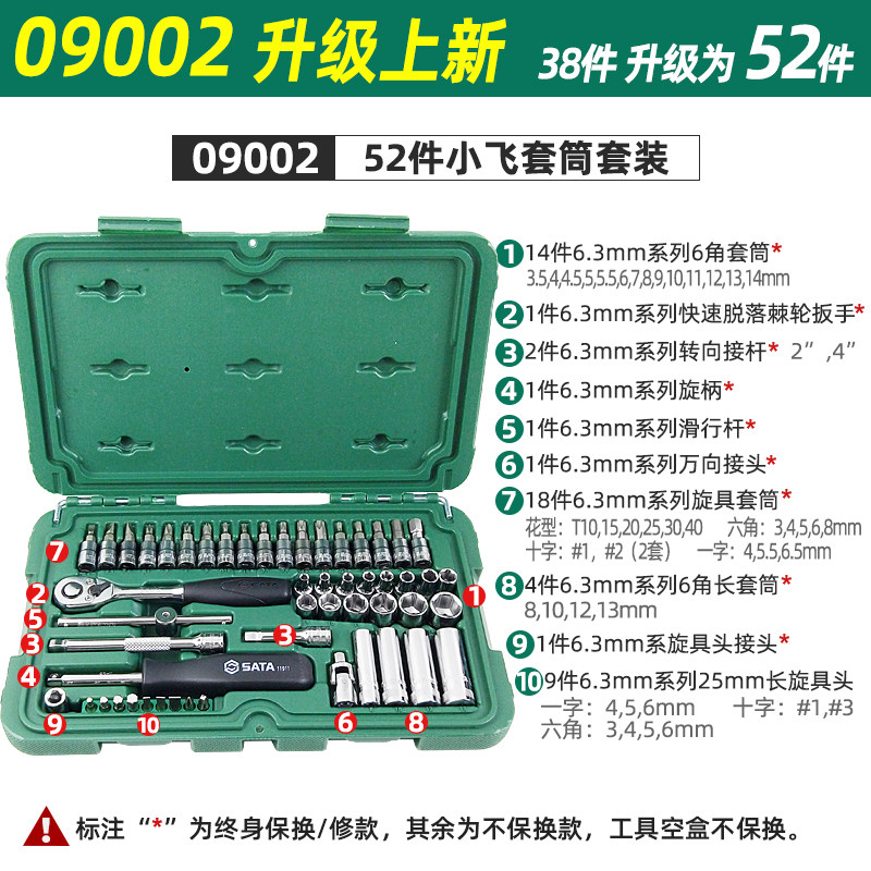 SATA世达工具36件52件套小飞套装6.3mm系列套筒组套09001 09002-阿里巴巴