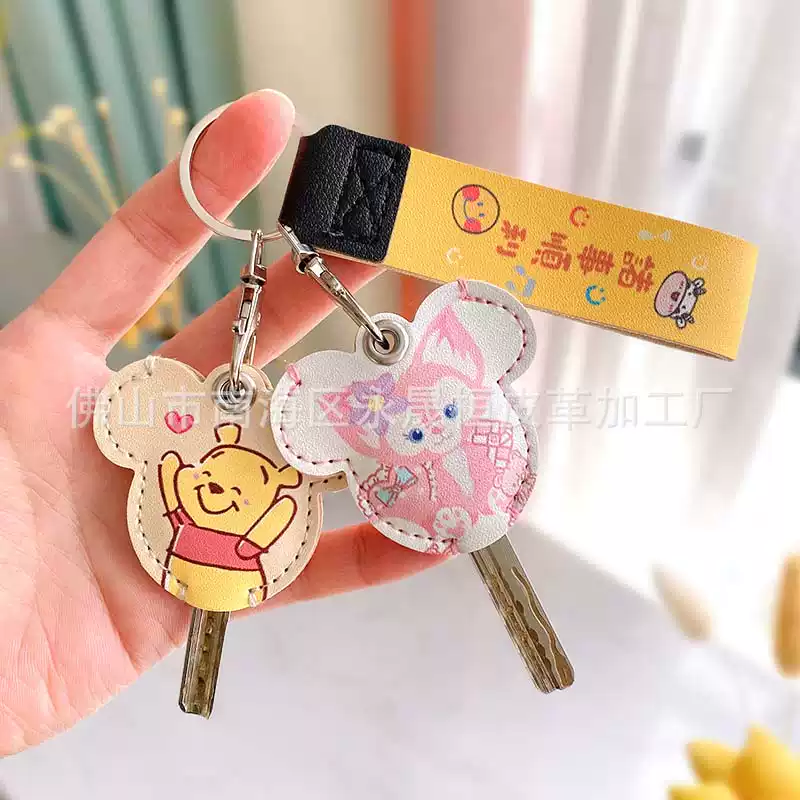 Cute Stitch Winnie Pooh Key Holder PU Leather Key Pouch Slim