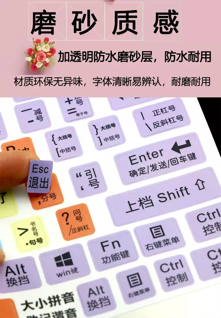 適用各年級學生電腦拼音指法打字盲打練習的鍵盤貼紙防水磨砂耐磨
