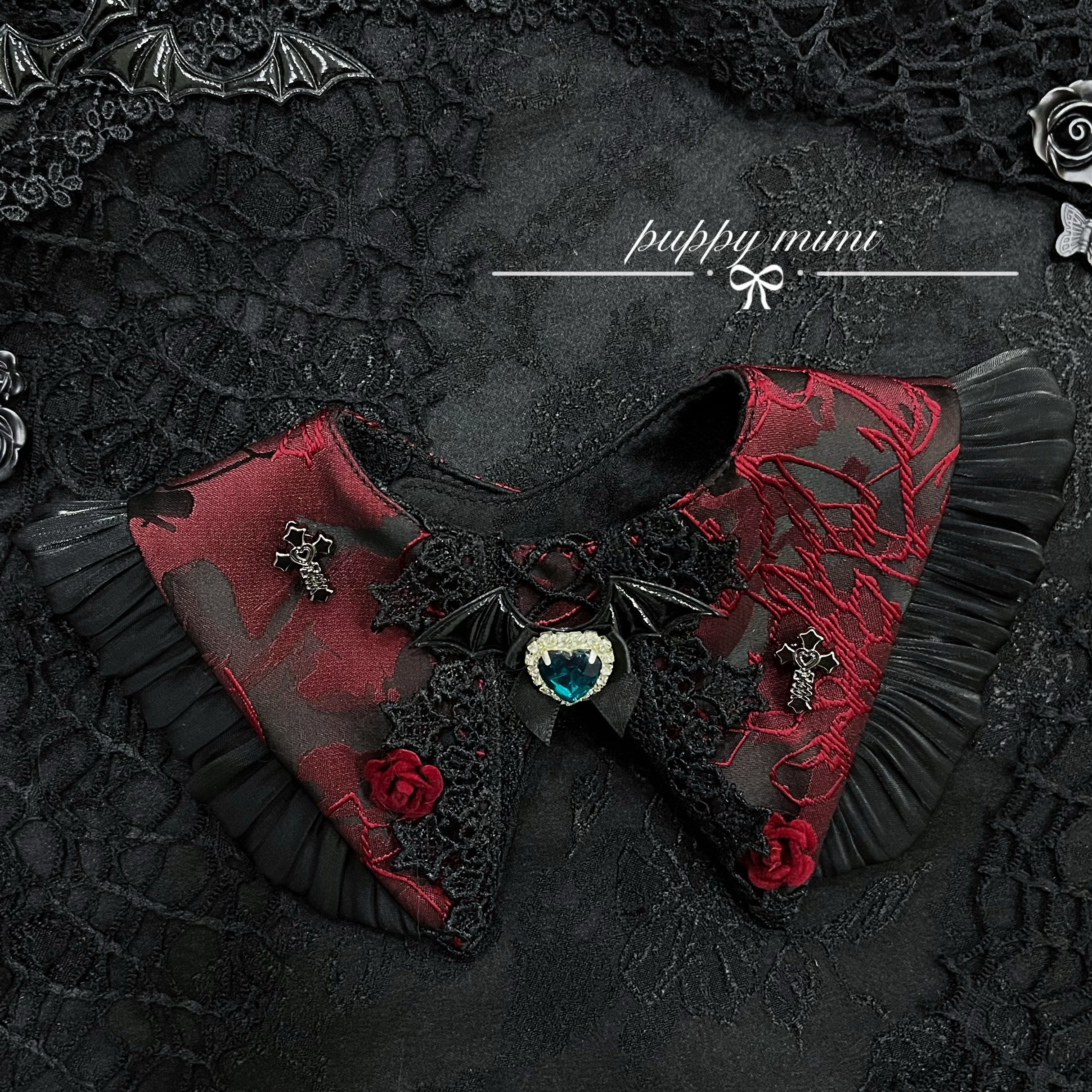 25年万圣节必买！Puppy Mimi吸血鬼公爵哥特风宠物口水巾，萌宠变身暗黑贵族-围巾-淘宝好物网