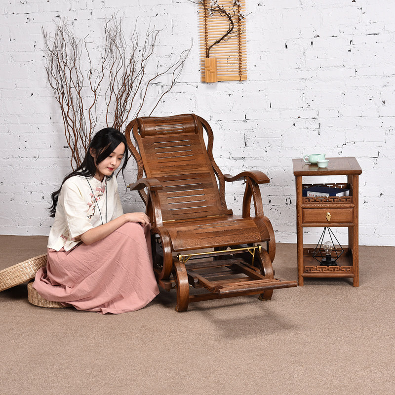 Chicken wing wood mahogany solid wood rocking chair recliner adult ...
