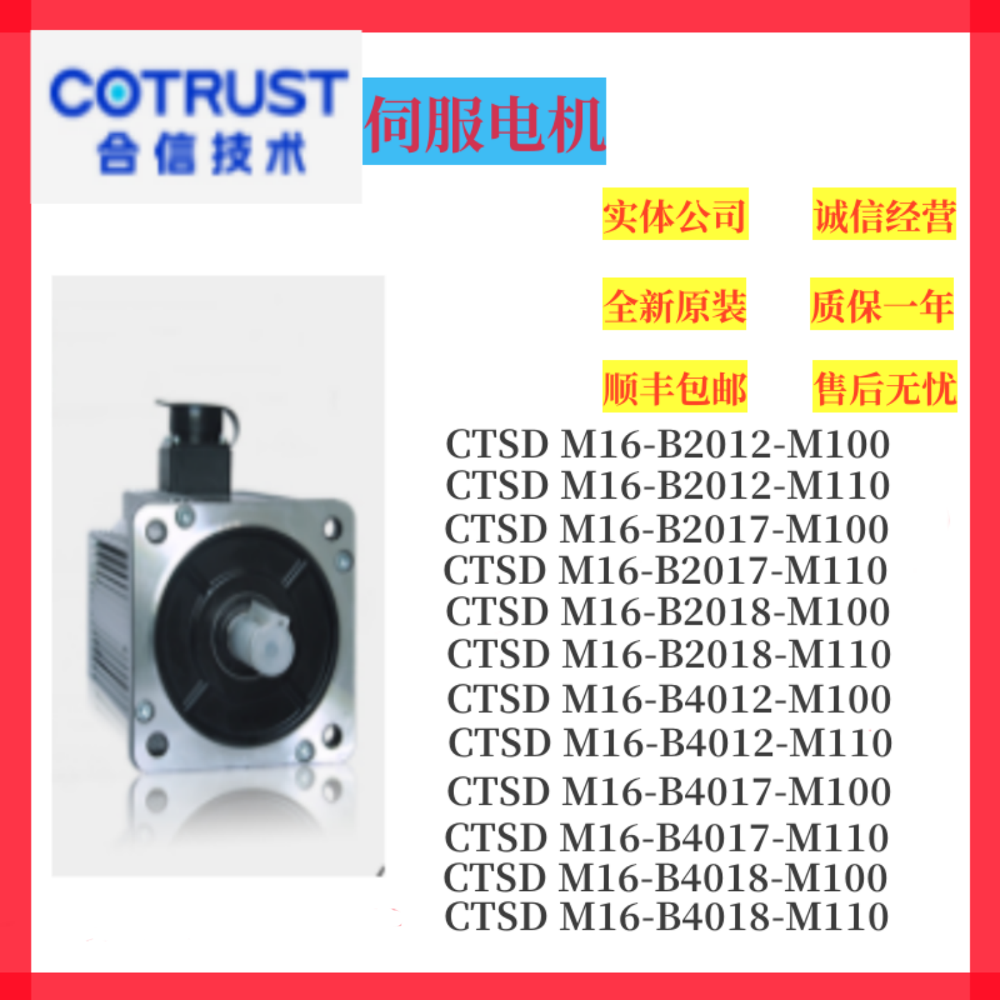 CTSD M16-B2012/B2017/B2018/B4012/B4017/B4018-M100/M110电机