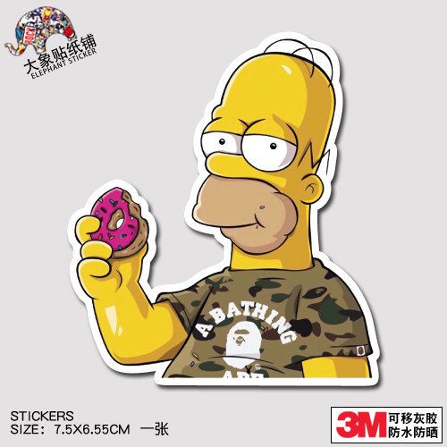 Simpson stickers Personality cartoon skateboard stickers BAPE stickers ...