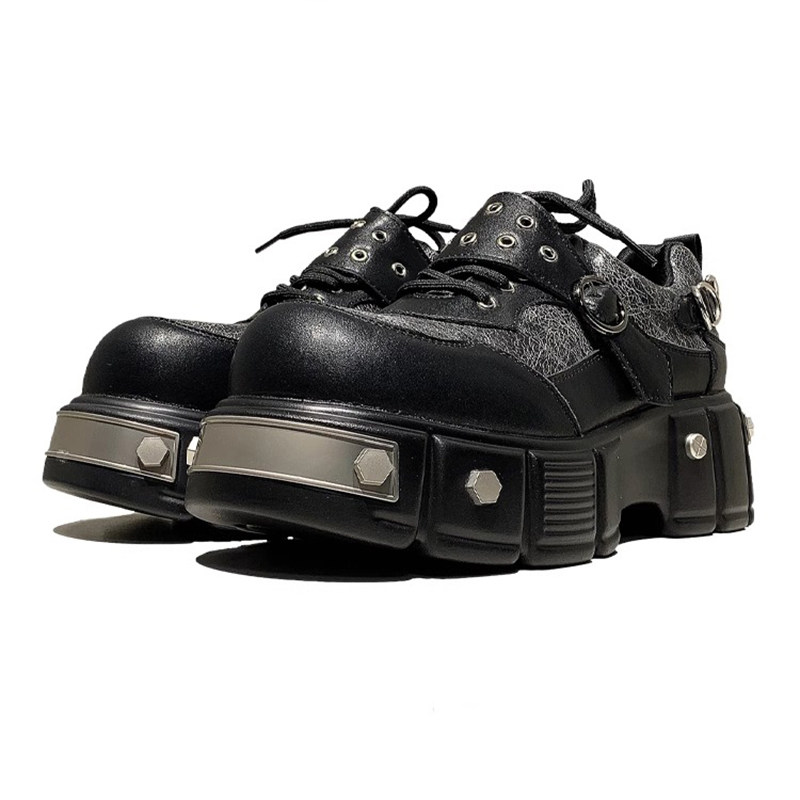 CHIC KNOW 潮流小众朋克风金属铆钉德比鞋：增高大头皮鞋，让你的街头风格炸裂！-鞋油-淘宝好物网