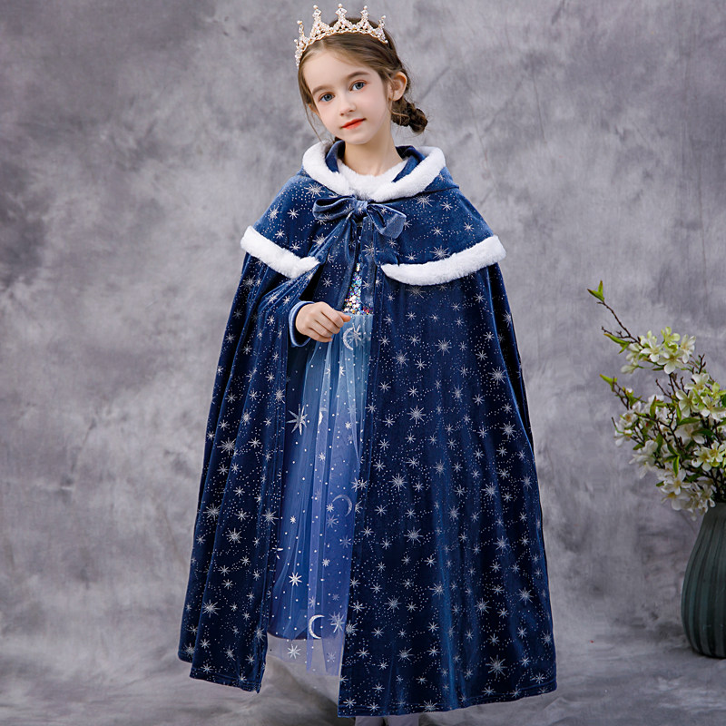 Frozen princess elsa cape ️ , kidsfall and winter windproof cloak 🎀