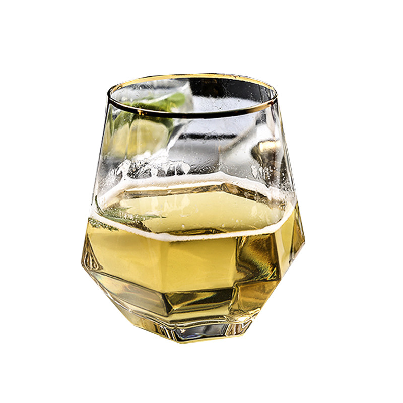 Glass Hexagonal Transparent Water Cup Prismatic Rhombus Geometric Glass ...