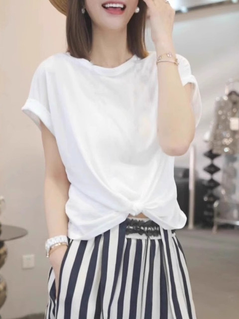 Large size fat MM pure cotton niche kink design short-sleeved T-shirt ...