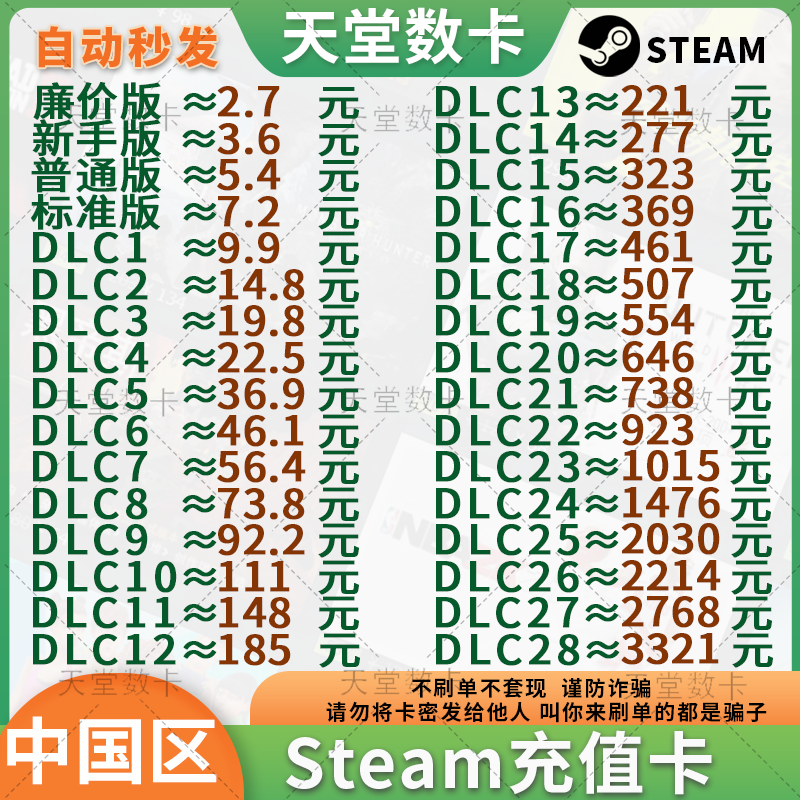Steam中国区余额充值卡 Steam国区钱包充值 CDK兑换码-Taobao