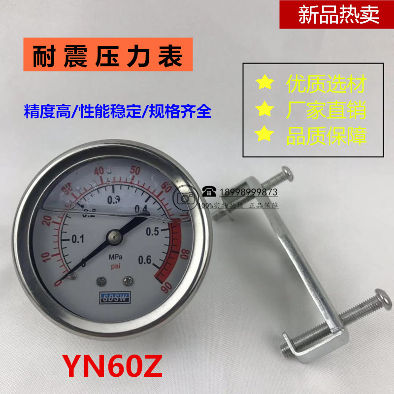 SDSW轴向压力表YN60Z 面板耐震充油式压力表 0.6/1.0/1.6/2.5mpa