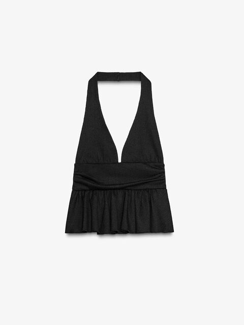 2025 summer new style women's French laminated decorative halter neck ...