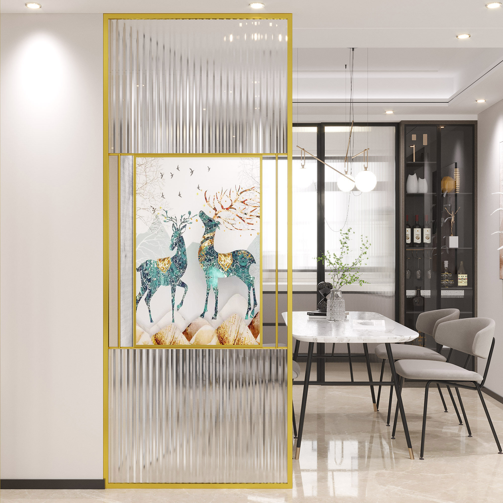 Nordic light luxury Changhong glass screen partition living room entry ...