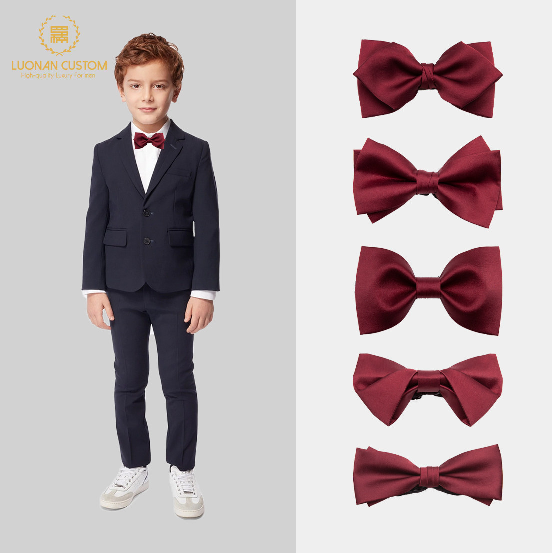 Kids' burgundy bow tie: trendy & customizable. a must-have, versatile ...