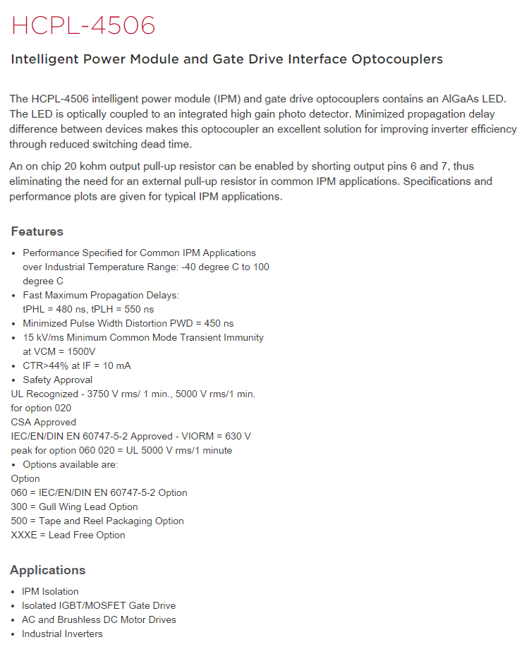 HCPL-4506-500E SMD-8 智能功率模块和门驱动接口光电耦合器-阿里巴巴