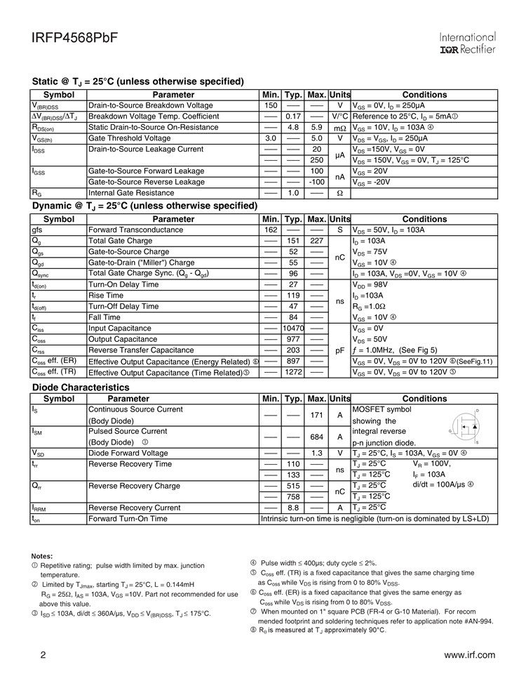 原装正品 IRFP4568PBF TO-247(AC) N沟道 150V/171A 直插MOSFET-阿里巴巴