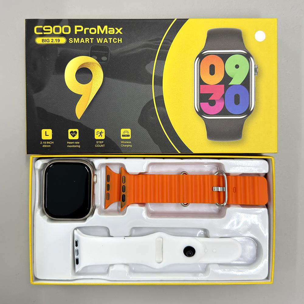 C900 Pro Max智能手表2.19寸大萤幕 多国语言支援 无线充电 心率监测