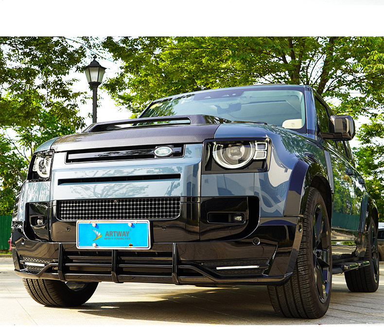 适用于2022新款路虎卫士11090前杠PP材质升级装带日行灯前唇前铲-阿里巴巴