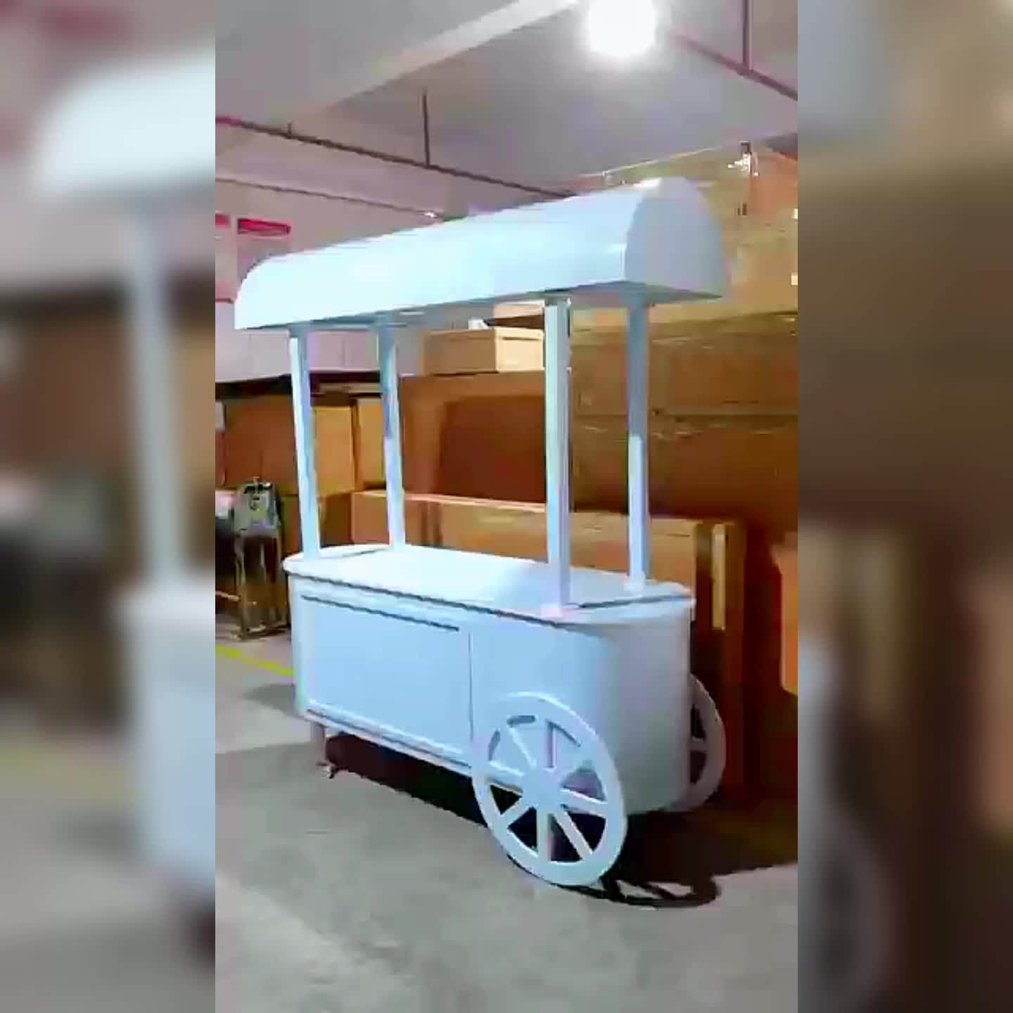 Blue Dessert Display Flower Placed Bar Table Sweet Wooden Candy Carts ...