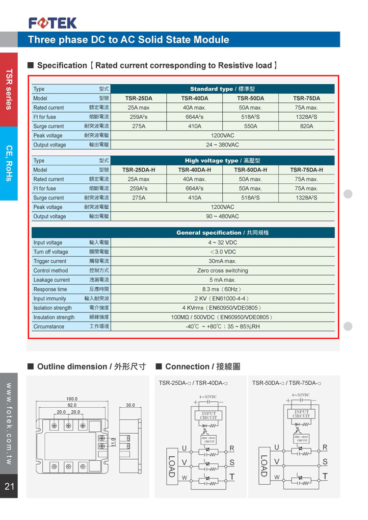 台湾阳明FOTEK三相固态继电器TSR-25DA/TSR-40DA/75DA-H正品全新-阿里巴巴
