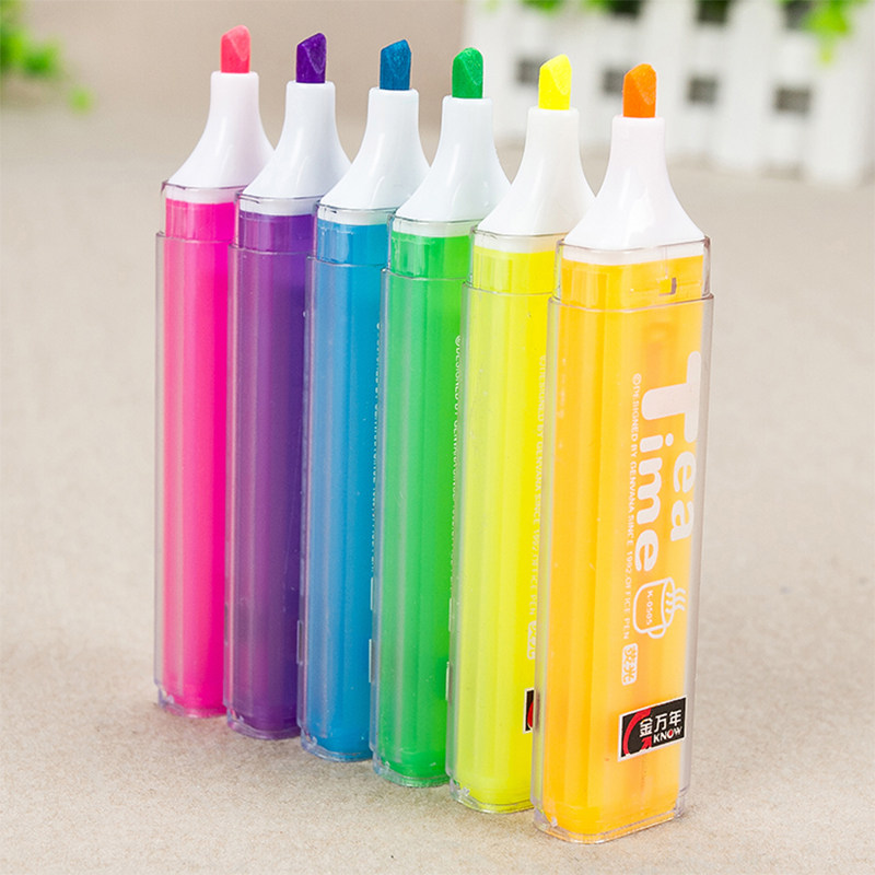 6 gold million years of fluorescent pen Single head 6-color fluorescent ...