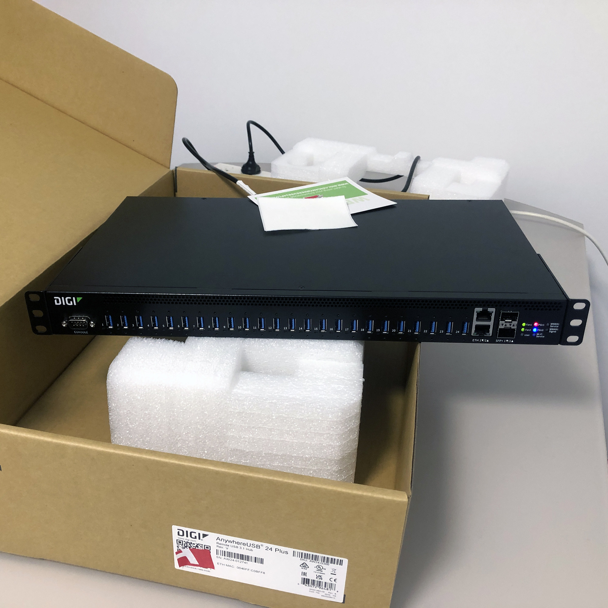 AW24-G300 Digi AnywhereUSB 24 plus 虛擬機USB端口 連接加密狗-Taobao