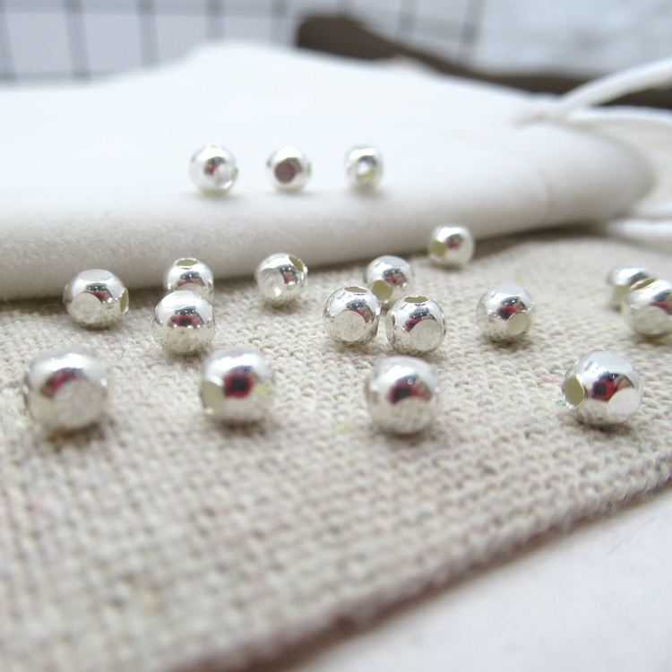 s925纯银珠子散珠四方珠手工diy配件红绳手链戒指耳饰品转运隔珠-Taobao Malaysia