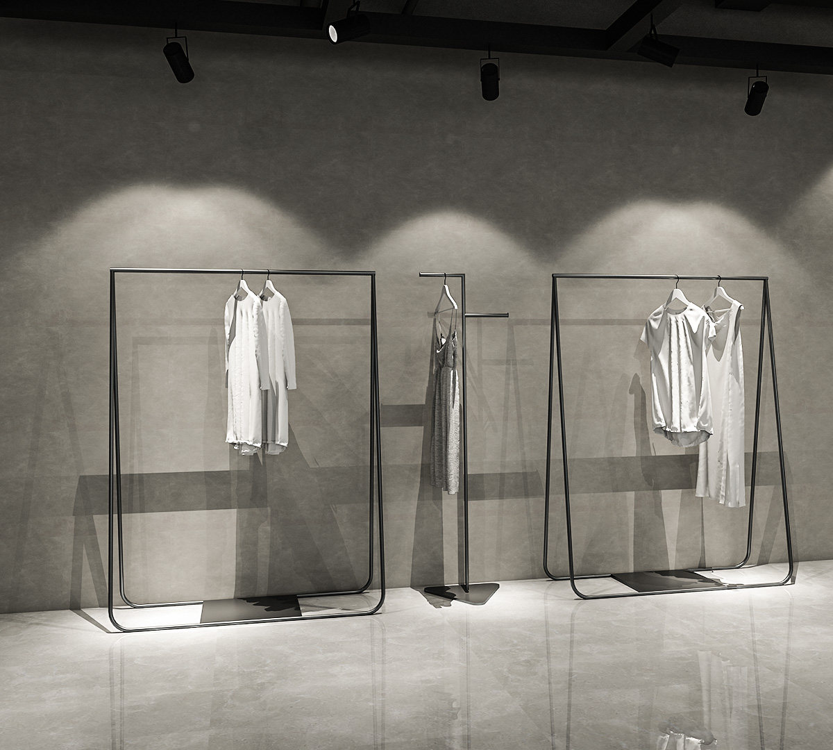 铁艺服装店展示架落地式女装挂衣架子正挂侧挂衣服货架简易展示台-阿里巴巴